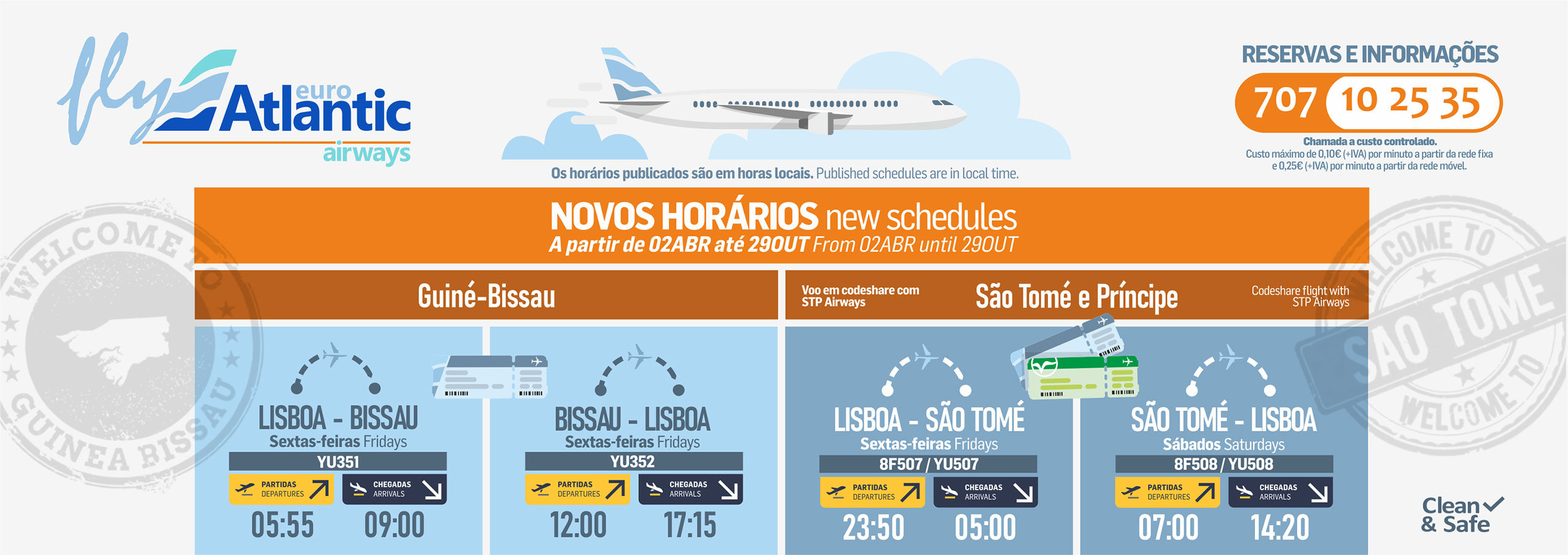 Voos directos Guiné Bissau e São Tomé e Principe | Fly EuroAtlantic